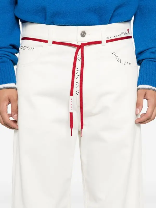 Marni Logo-embroidered Straight Leg Jeans