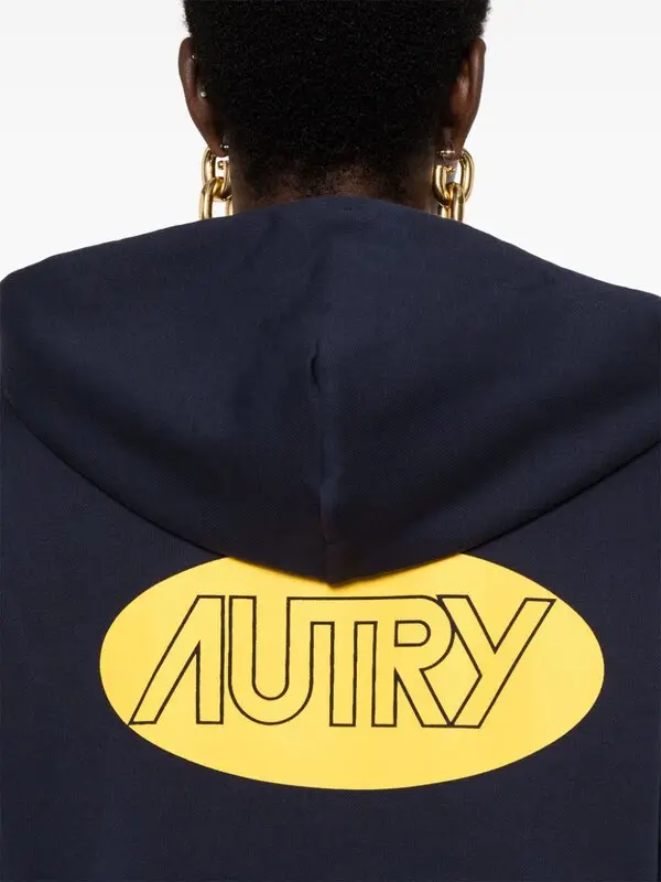 AUTRY Logo-print Hoodie - Blue