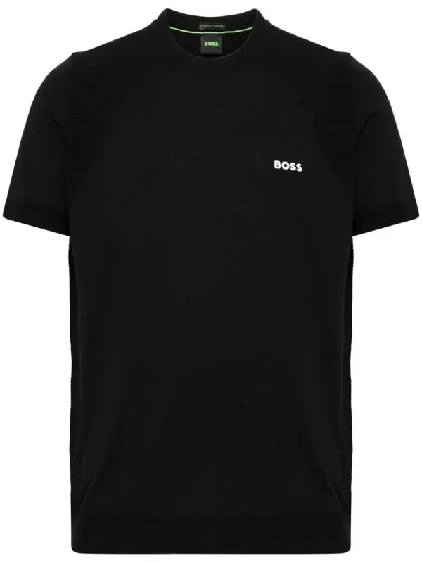 BOSS Logo-print Cotton-blend T-shirt - Black