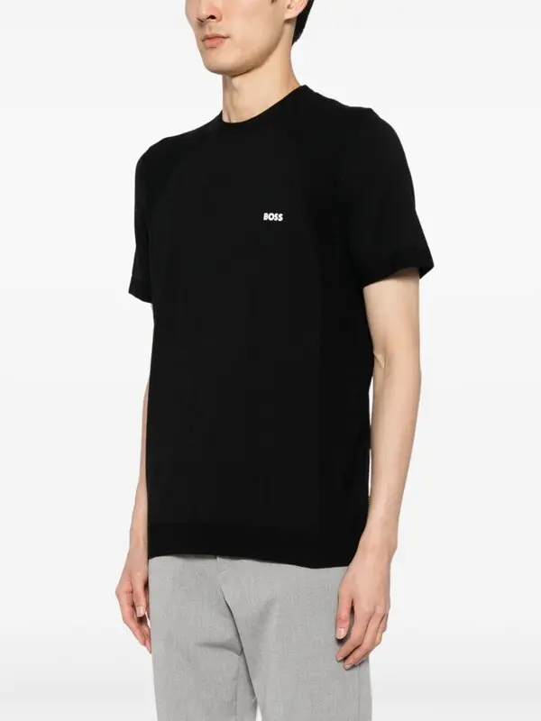 BOSS Logo-print Cotton-blend T-shirt - Black