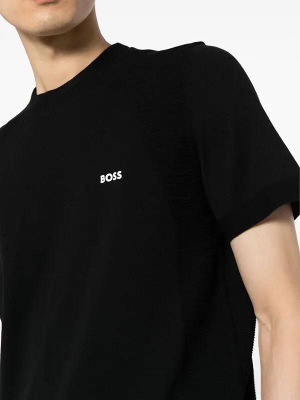 BOSS Logo-print Cotton-blend T-shirt - Black