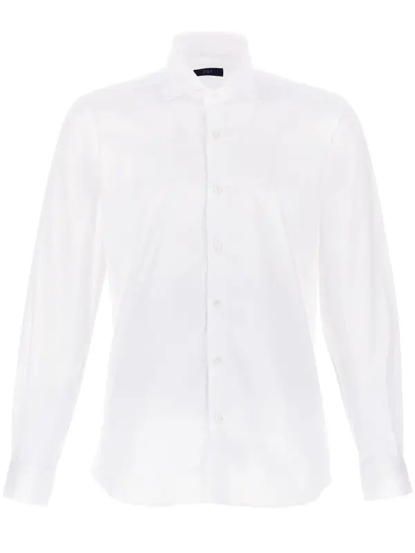 FAY Cutaway Collar Stretch-cotton Shirt - White