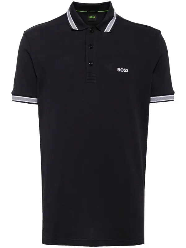 BOSS Embroidered Logo Cotton Polo Shirt - Blue