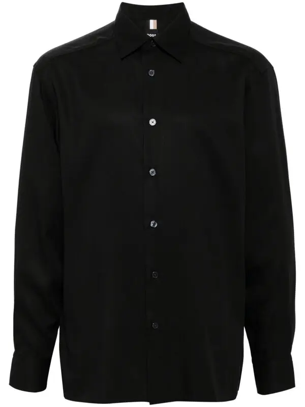 BOSS Long Sleeve Cotton Shirt - Black