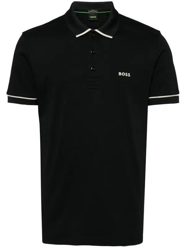 BOSS Interlock-weave Polo Shirt - Black