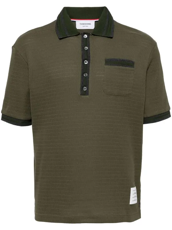 Thom Browne Open-stitch Cotton Polo Shirt