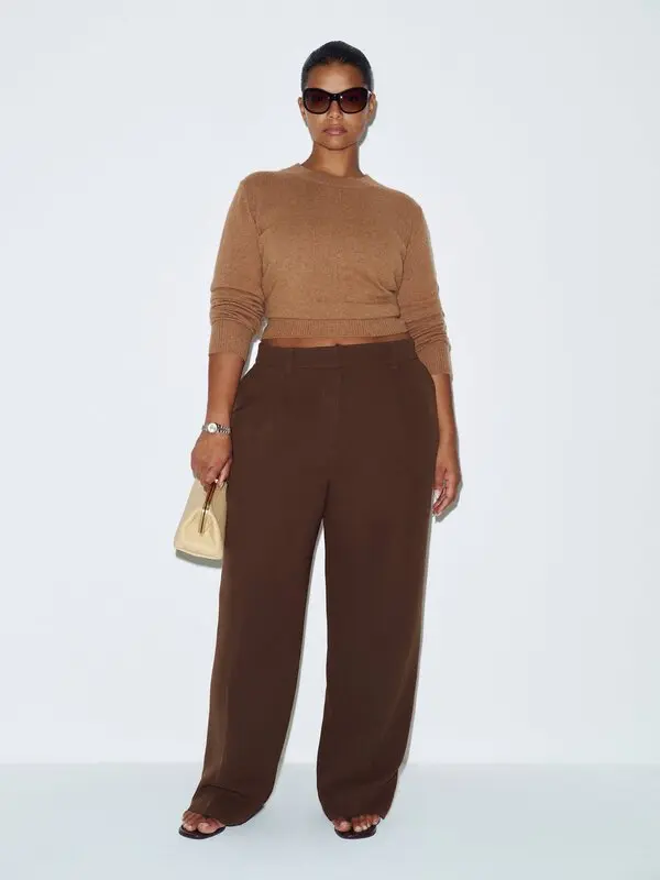 REFORMATION Mid Rise Wide Leg Pants - Brown