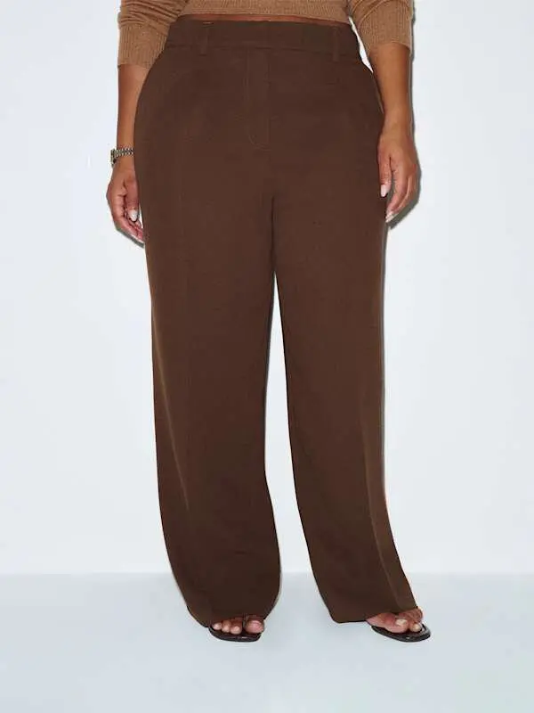 REFORMATION Mid Rise Wide Leg Pants - Brown