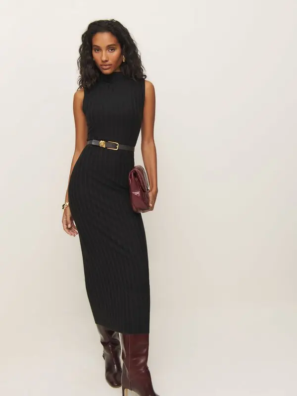 REFORMATION Arabella Knit Dress - Black