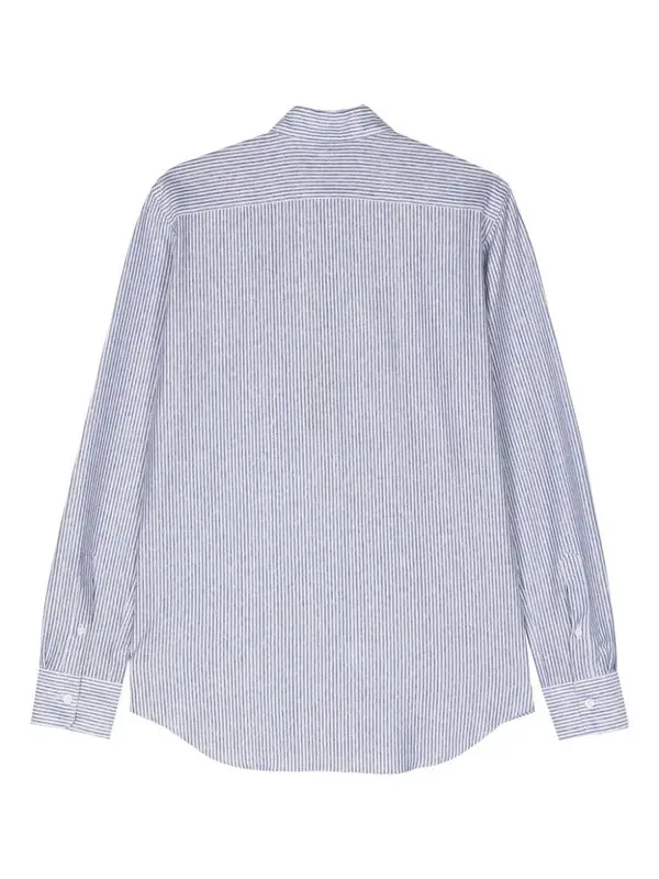 Canali Striped Cotton Linen Shirt