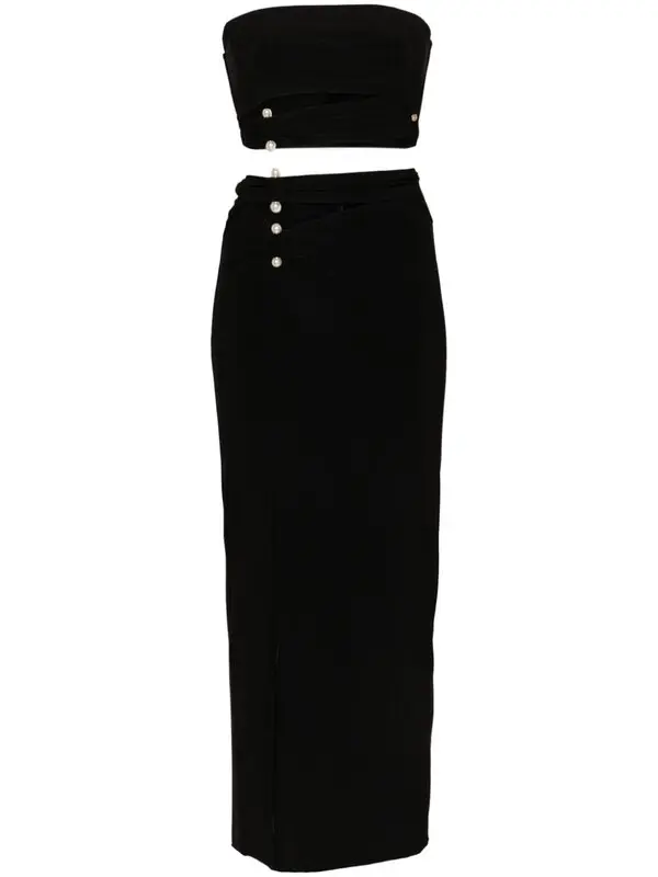 NISSA Faux Pearl-embellished Skirt Set - Black