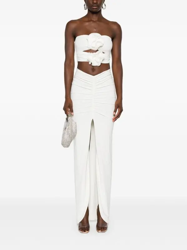 NISSA Floral-appliqué Skirt Set - Neutrals