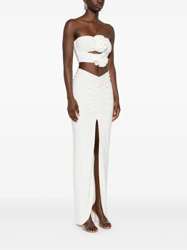 NISSA Floral-appliqué Skirt Set - Neutrals