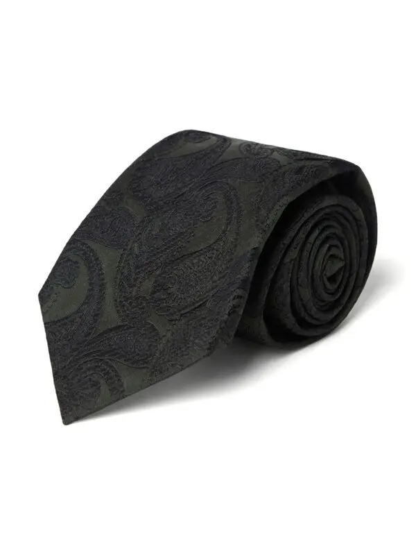 Brunello Cucinelli Jacquard Silk Tie - Green