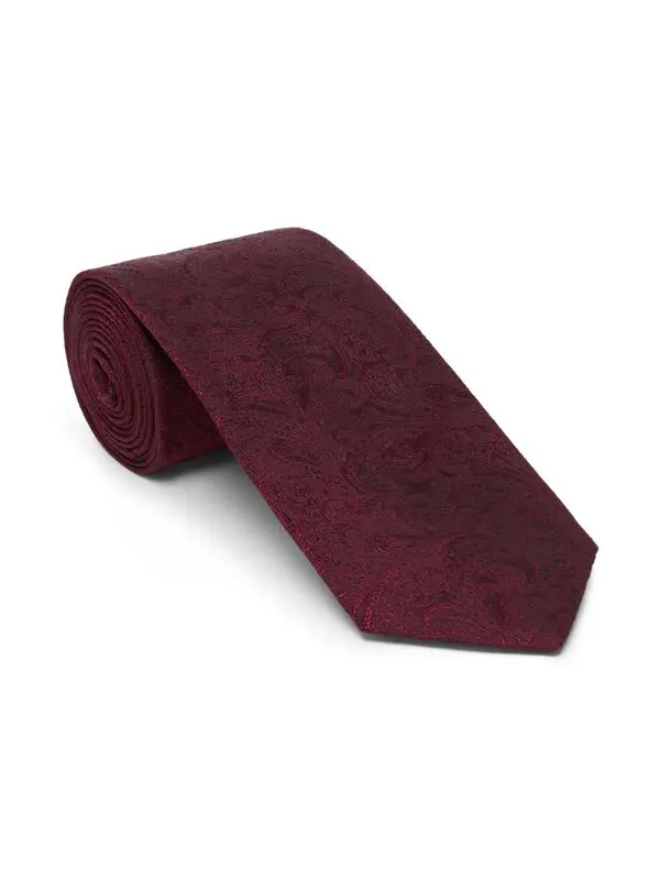 Brunello Cucinelli Jacquard Silk Neck Tie - Red