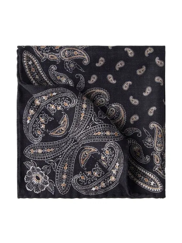 Brunello Cucinelli Printed Silk Pocket Square