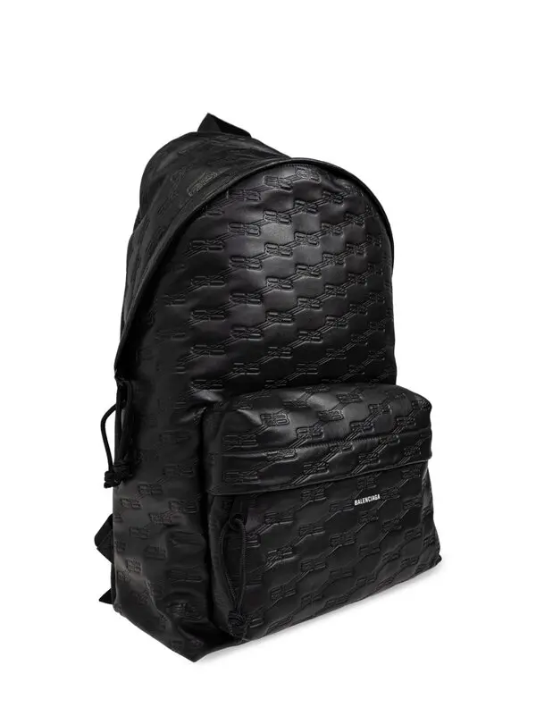 Balenciaga Bb Logo Embossed Leather Backpack
