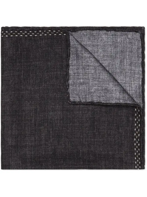 Brunello Cucinelli Embroidered Silk Pocket Square - Black