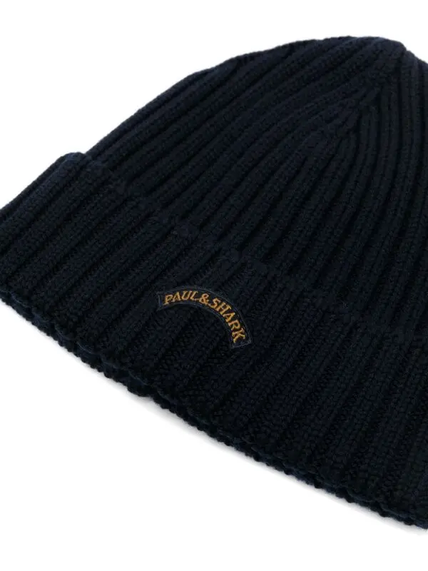Paul & Shark Logo-embroidered Beanie - Blue