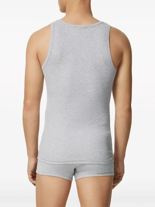Versace Logo-embroidered Ribbed Tank Top - Grey