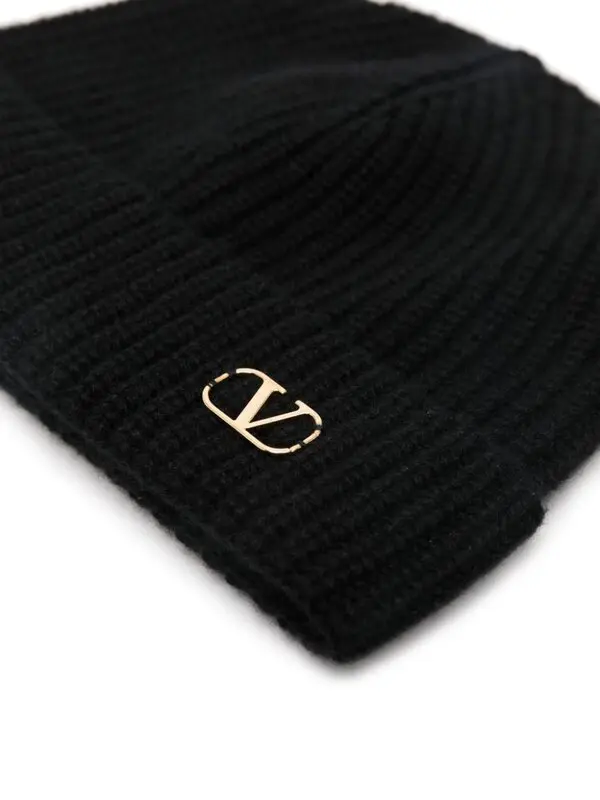 Valentino Garavani Vlogo Cashmere Beanie - Black