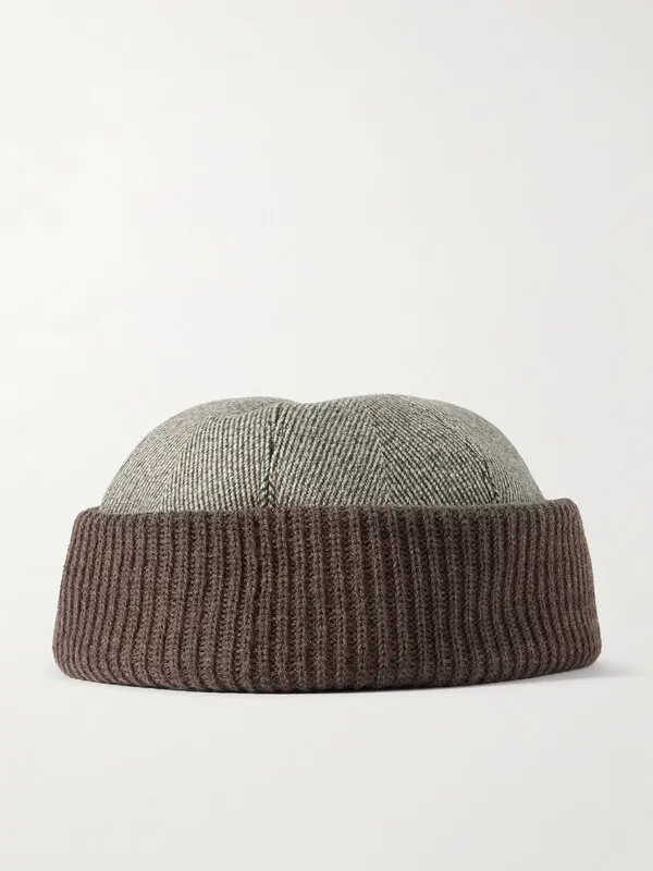 Loro Piana Dark Brown Herringbone Cap Brown Herringbone Wool Baseball Cap | Hilditch & Key main image 3