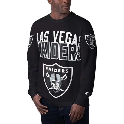 STARTER Las Vegas Raiders Clutch Hit Long Sleeve T-shirt - Black