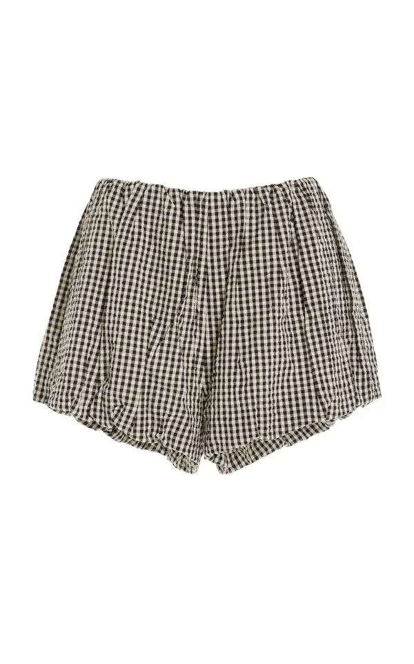 Posse Aurelia Gingham Cotton Shorts - Black