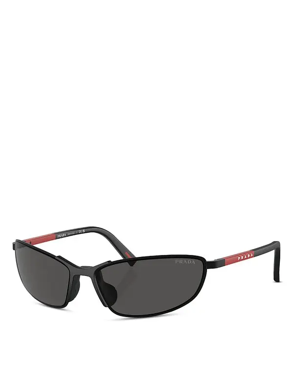 Prada Wraparound Sunglasses, 60mm - Black/gray Solid