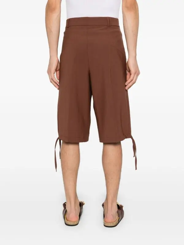 BONSAI Pleat-detail Below-knee Length Shorts - Brown