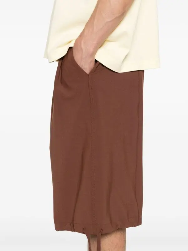 BONSAI Pleat-detail Below-knee Length Shorts - Brown