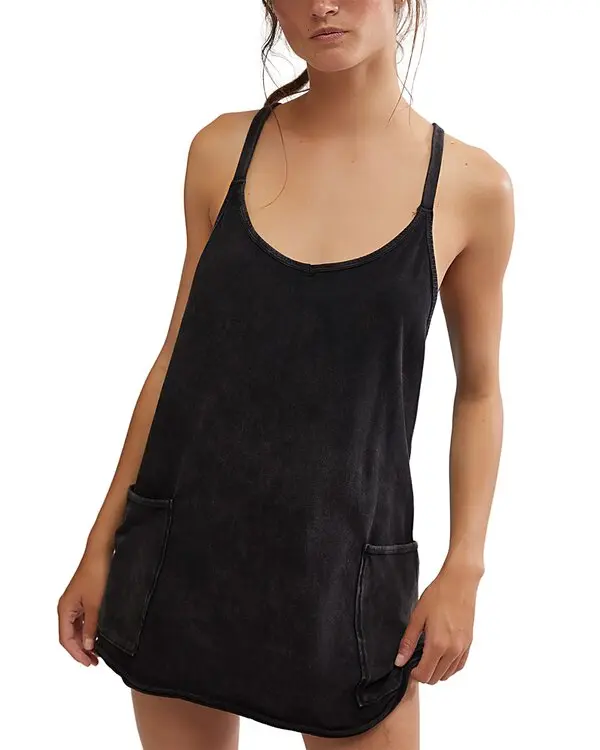 Free People Hot Shot Romper Mini Dress - Black