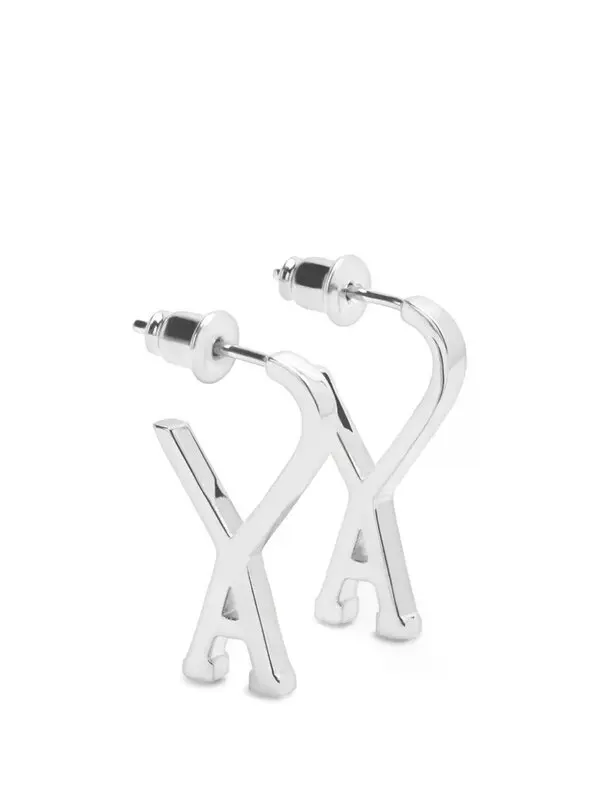 AMI Paris De Coeur Hoop Earrings In Brass - Silver
