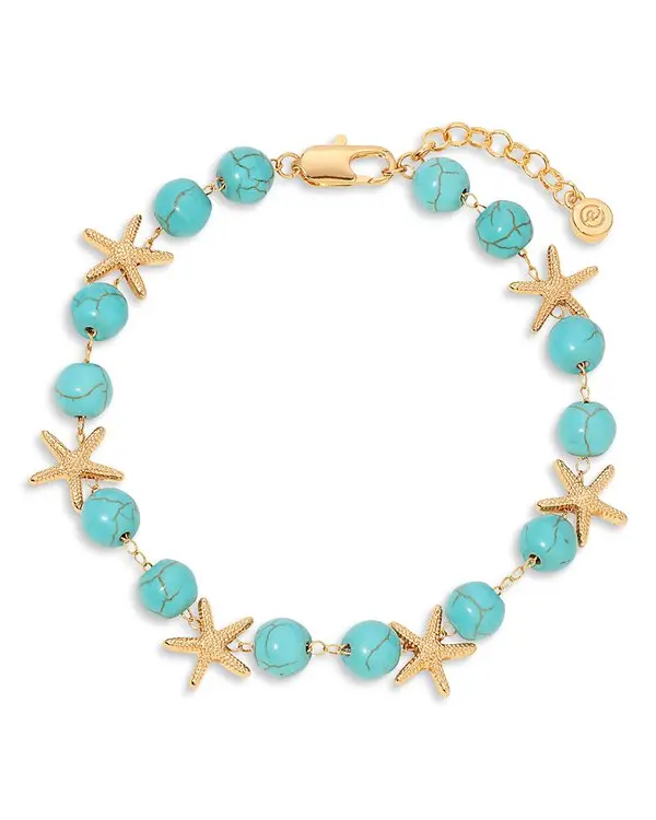 Ettika Starfish And Turquoise Anklet - Blue/gold