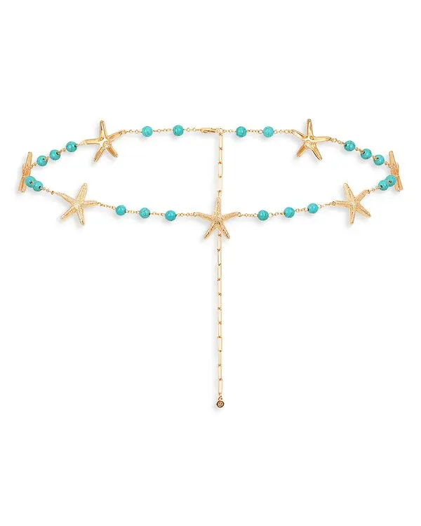 Ettika Starfish And Turquoise Body Chain - Blue/gold