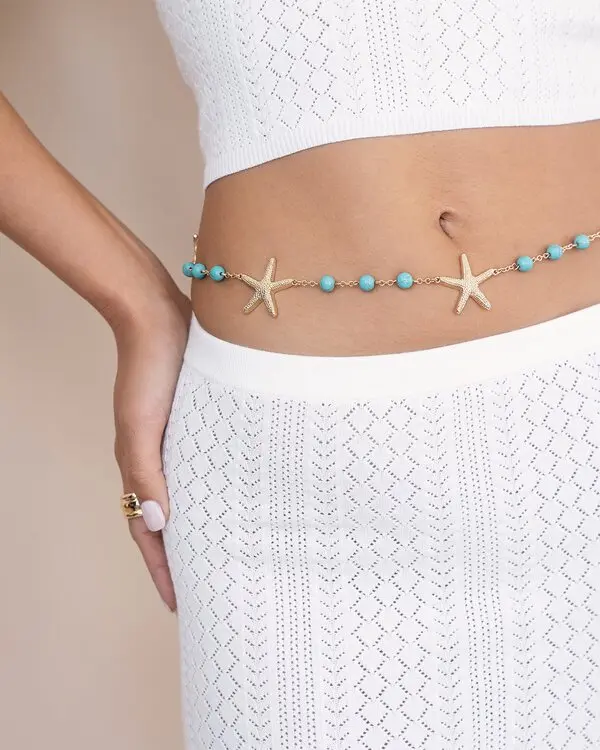 Ettika Starfish And Turquoise Body Chain