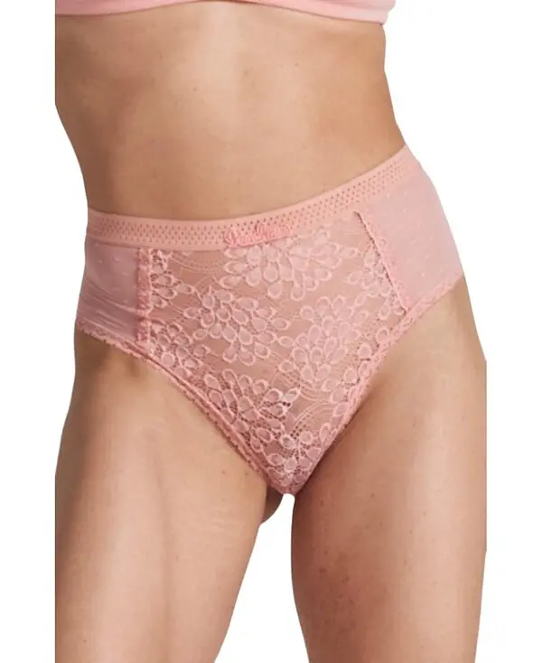 PEACHAUS Betony Recycled-tulle High-rise Underwear - Dawnlight Coral