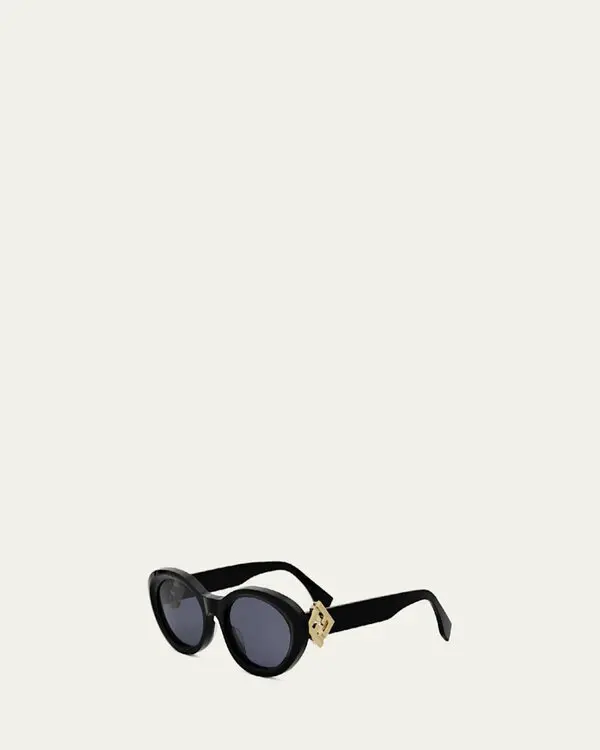 Fendi Diamond Acetate Oval Sunglasses - Sbeigbrn