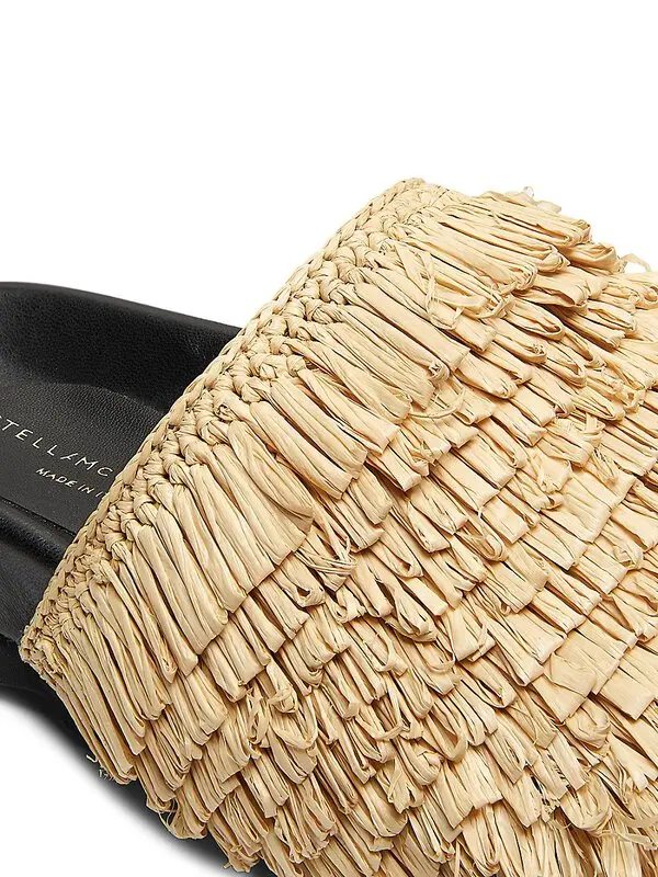 Stella McCartney Summer Loving Elyse Faria Fringed Raffia Mules