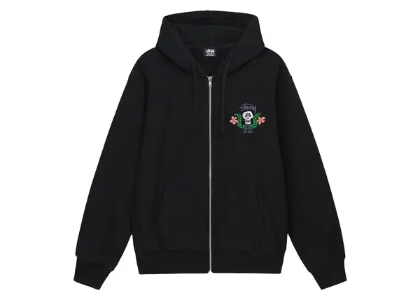 StÜssy Skull Crest Zip Hoodie - Black