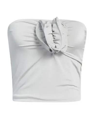 VICOLO Strapless Tube Top With Floral Appliqués - Grey
