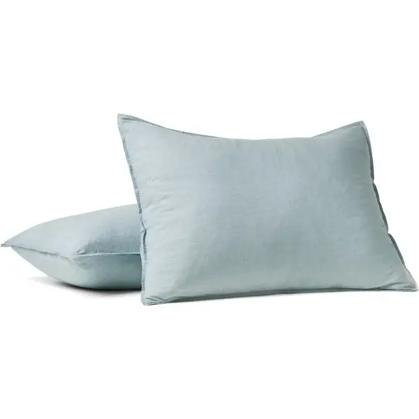COYUCHI Organic Cotton Crinkled Percale Pillow Sham - Surf Chambray