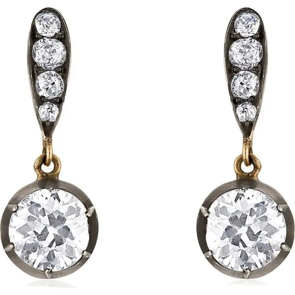 MINDI MOND Diamond Drop Earrings - Silver/14k Yellow Gold