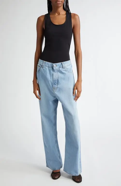 Alaïa Mixed Media Jeans & Tank Jumpsuit - Bleu Clair