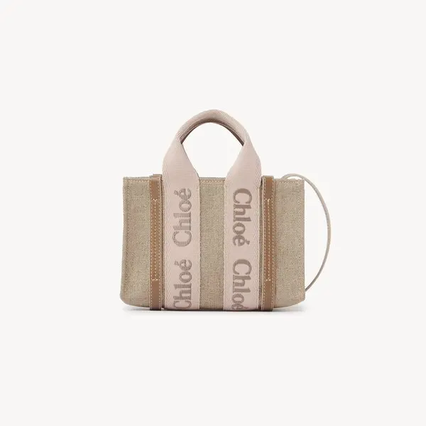 Chloé Mini Woody Tote Bag In Linen