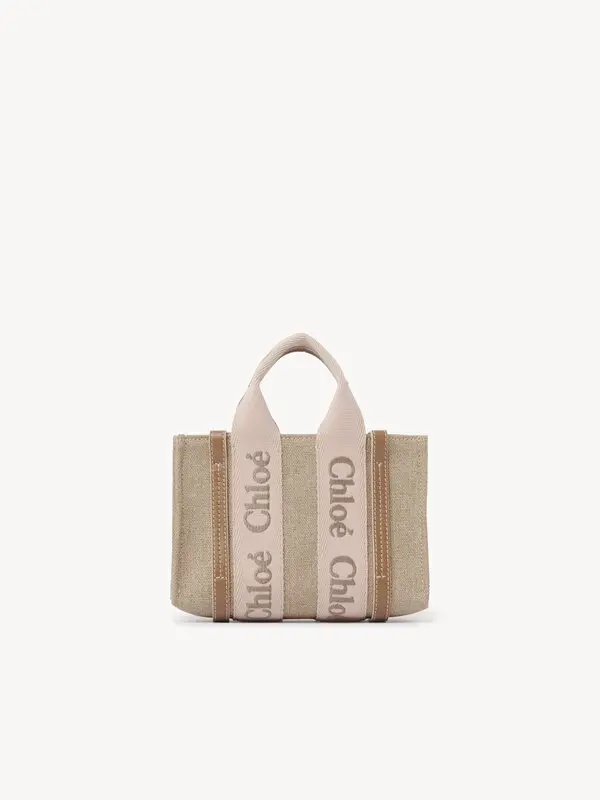 Chloé Mini Woody Tote Bag In Linen