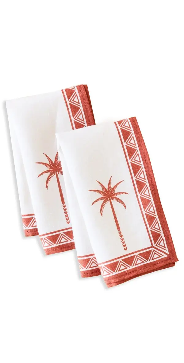 La DoubleJ Large Napkins Set Of 2 - Red And White