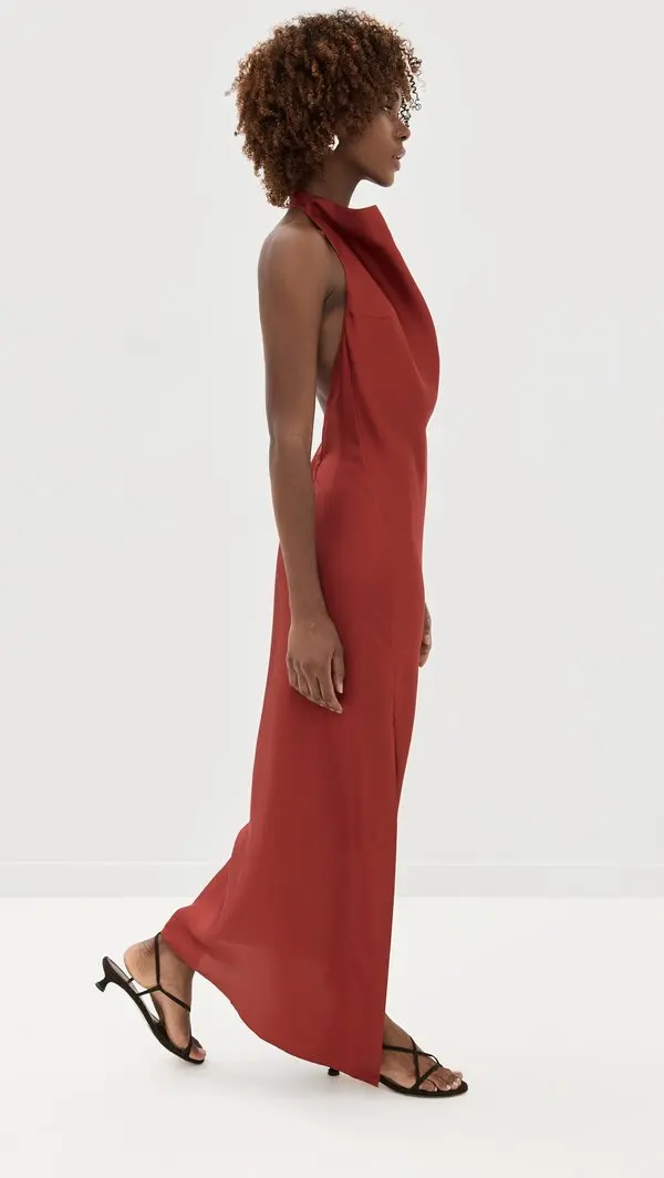 rohe halter dress RóHe Halter Dress With Open Back In Barolo - 50% Off