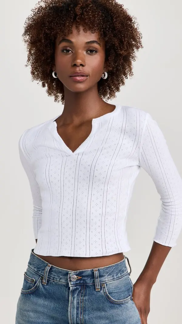 COUCOU The Baby Henley Top - White
