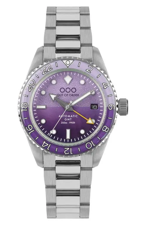 OUT OF ORDER Shaker Automatic Gmt Bracelet Watch - Dark Violet